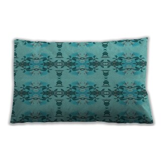 Ahgly Company Patterned Indoor-Outdoor Dark Cyan Green Lumbar Throw ...