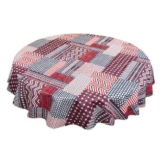 "Patriotic Patchwork" 60" Round PEVA flannel backed tablecloth - Bed ...