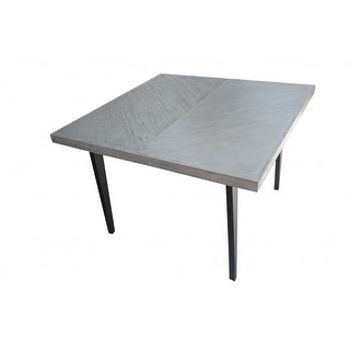 HomeRoots 54" X 54" X 36" Black Acacia Top Metal Square Counter Height ...
