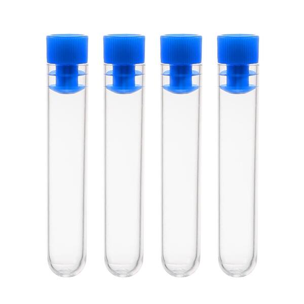 20Pcs Centrifuge Test Tubes Round Bottom Polystyrene Blue Cap 12x60mm ...