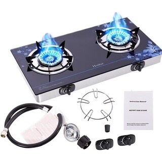 28.5 in. 2 Burners Portable Gas Cooktop in Stainless Steel with ...