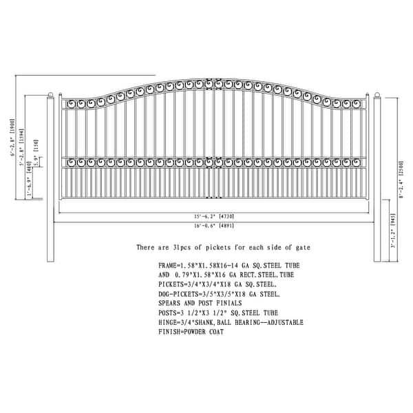 ALEKO Steel Single Sliding 16 ft Driveway Gate Paris Style Black - Bed ...