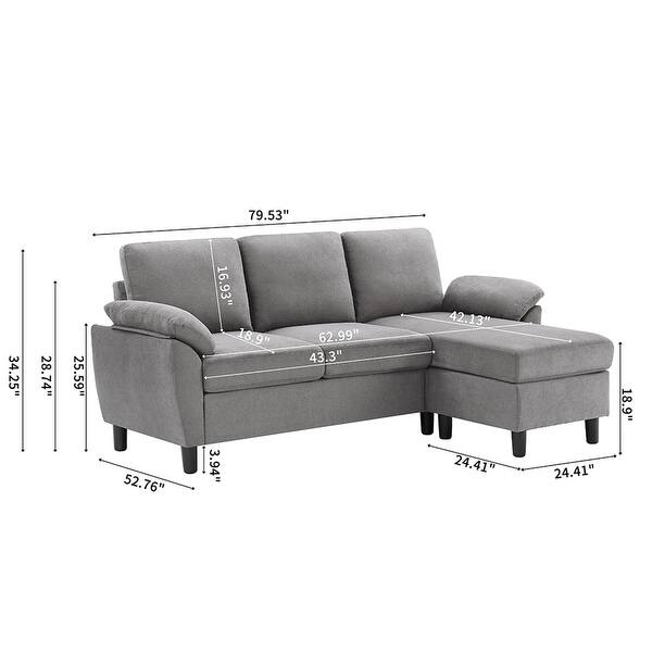 Walraime Sofa Couch Upholstered L Shape Sectional Sofas Sets for Living ...