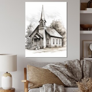 Designart "Minimalist Grey Church Serenity" Church Wall Art Grey ...