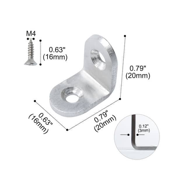 Angle Bracket Stainless Steel Fastener Support w Screws 20x20mm,4pcs ...