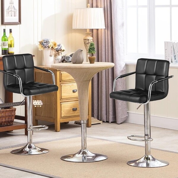 4pcs Bar Stools Kitchen Counter Barstools Bar Counter Height Stool Chairs PU Leather Hydraulic Swivel Dining Chair with Armrest On Sale Bed Bath Beyond 40827980