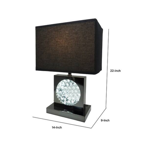 Rohi 22 Inch Table Lamp, Black Fabric Shade, Nickel Base, LED Accents ...