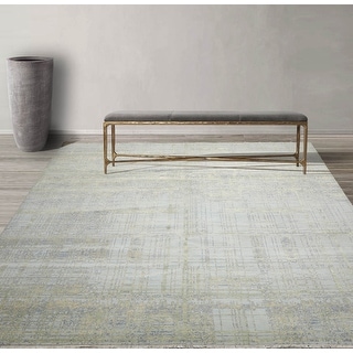 Hand Knotted Sherpa Light Blue Tibetan Wool Modern Oriental Area Rug ...