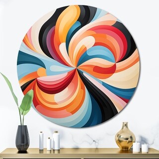 Designart "Opt Art Chromatic Elixir VII" Abstract Large Metal Circle ...