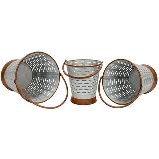 A&B Home Rustic Tin Bucket with Handle - Set of 3 - Bed Bath & Beyond ...