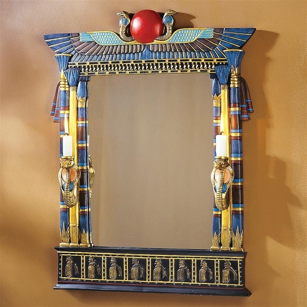 Design Toscano Wadjet Egyptian Wall Mirror with Cobra Sconces - Bed ...