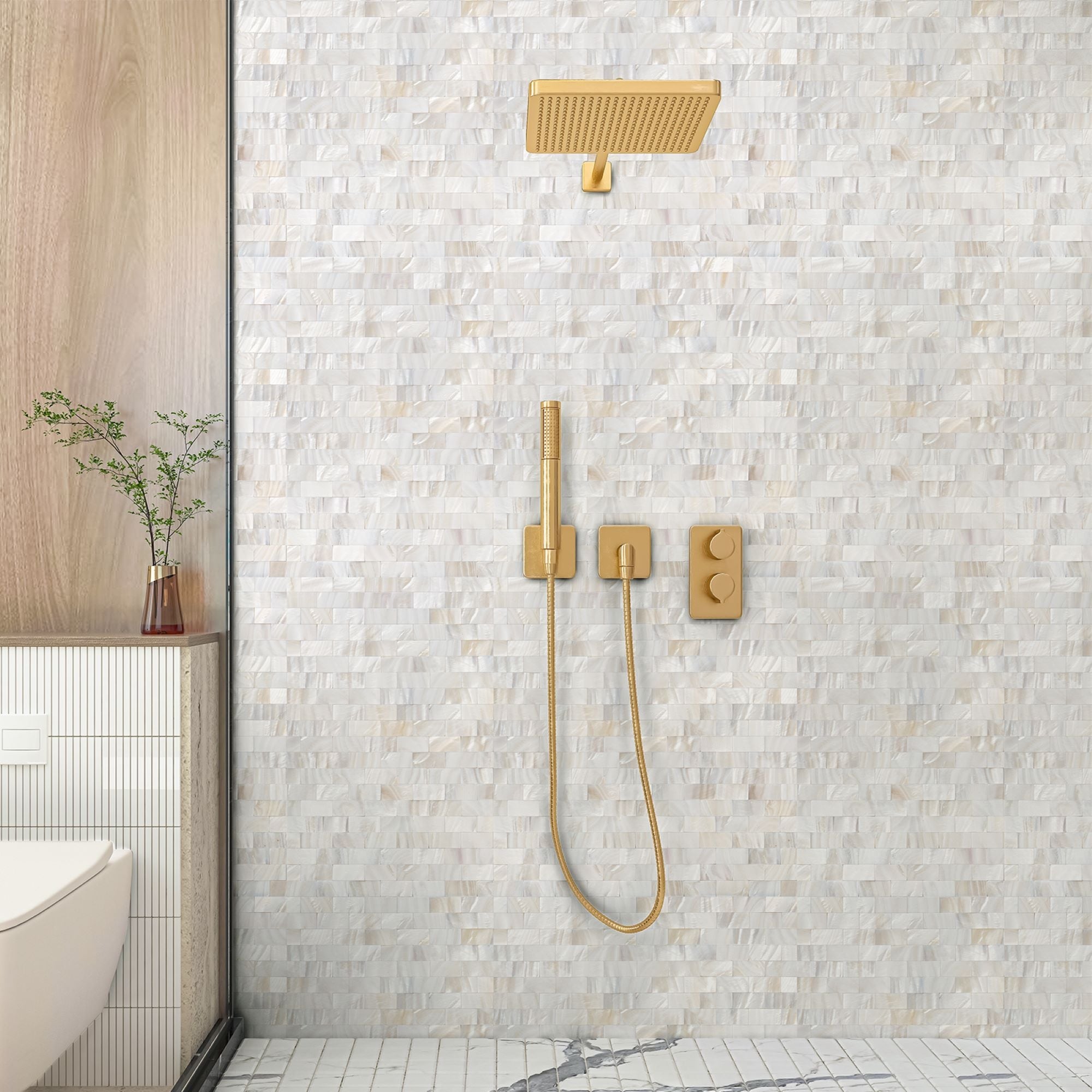 Art3d Peel and Stick Mother of Pearl Shell Tile for Kitchen Backsplash Bathroom White Rectangle Seamless 6 Pack On Sale Bed Bath Beyond 34056917