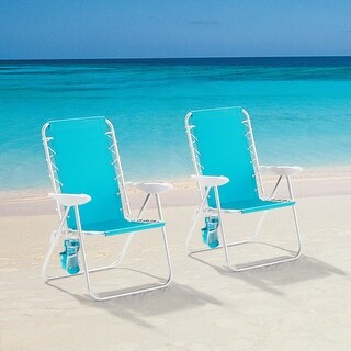 2-Pack Mainstays Reclining Bungee Beach Chair, Teal - Bed Bath & Beyond ...