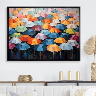 Designart "Rainbow Umbrellas Collage I" Sky Framed Canvas Prints - Bed ...