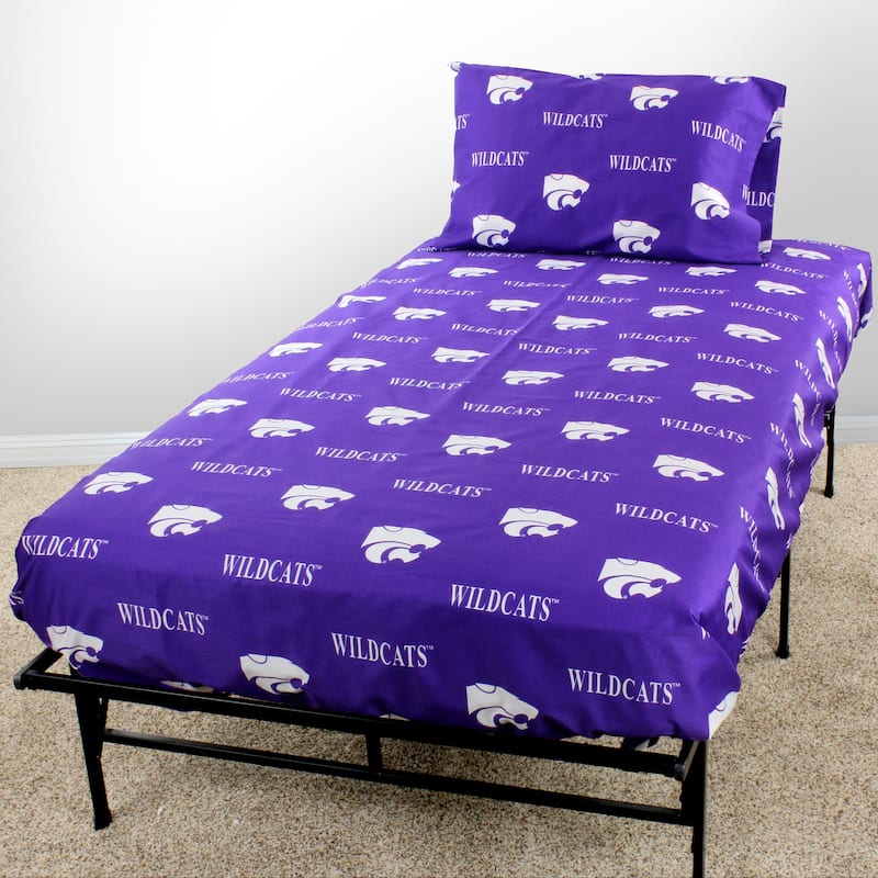 Kansas State Wildcats 100% Cotton Sheet Set - Overstock - 18793997