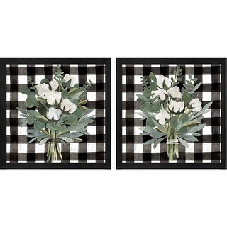 Victoria Barnes 'Buffalo Check Bouquet' Framed Art, Set of 2 - Bed Bath ...