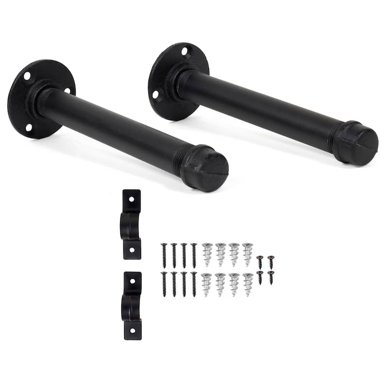 Rustic State Iron Pipe Bracket Set 10" Black - Overstock - 35683500