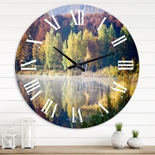 Designart 'Autumncolors By The Lakeside' Traditional wall clock - Bed ...