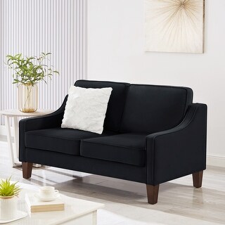 Living Room Loveseat Sofa Black Sleeper Loveseat Couch Velvet Fabric ...