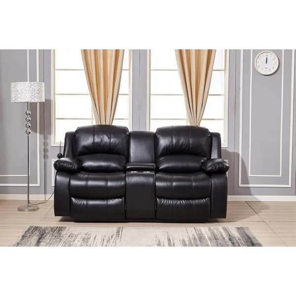 Betsy Furniture Bonded Leather Power Rclining 2-seat Loveseat with ...