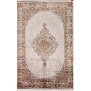 Tabriz Oriental Area Rug Machine Made Silk & Polyester Carpet - 6'7" x ...