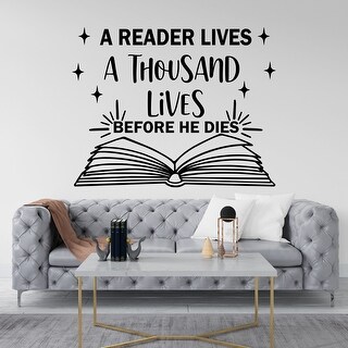 Library vinyl wall art decals, book shelves decor, library wall decal ...