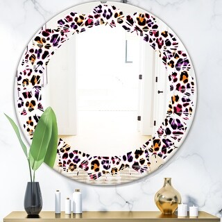 Designart 'Leopard Fur Safari VII' Printed Modern Round or Oval Wall ...