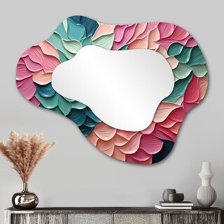 Designart - Pink And Green Florals In Motion - Bat Wall Mirror 3D ...