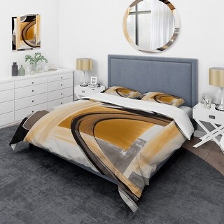 Designart "Glam Art Deco Abstract III" Black Modern - Bedding Set With ...