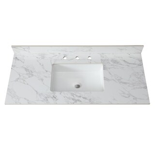 Durable 48-Inch Vanity Top with White Ceramic Sink and Backsplash for ...
