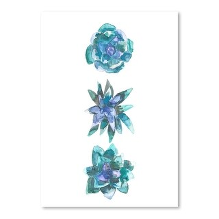 Americanflat - Watercolor Blue And Green Succulent Trio by Jetty Home ...
