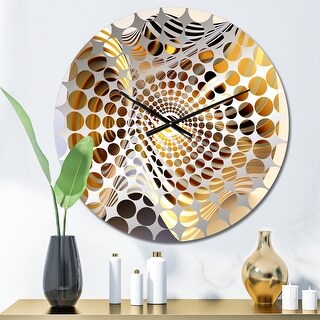 Designart "Op-Art Retro Gold Geometric Dimensions VIII" Abstract ...