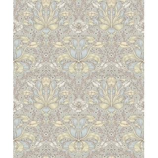 Spring Thicket Light Blue Tulip Damask Wallpaper - Bed Bath & Beyond ...
