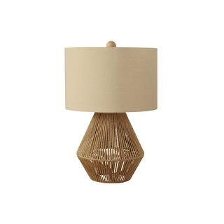 Boho-Inspired Table Lamp with Rope Base and Linen Shade, Versatile and ...