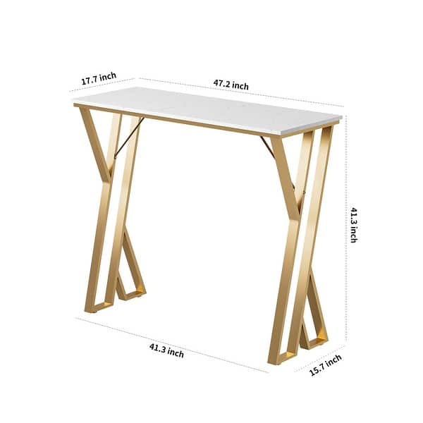 Modern High White Bar Table with Golden Double Pedestal - Bed Bath ...