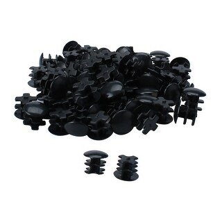 70pcs 13mm OD Plastic Round End Tube Insert Rib Pipe Cover Black Floor ...