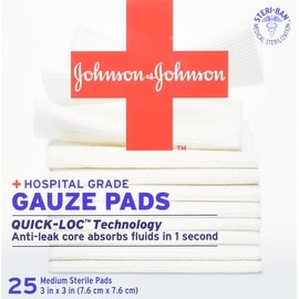 Johnson & Johnson First Aid Gauze Steri-Pads Sterile, 3 Inches X 3 ...
