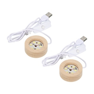 LED Wooden Ball Stand Holders Displays Base 6x2cm White Light Round ...