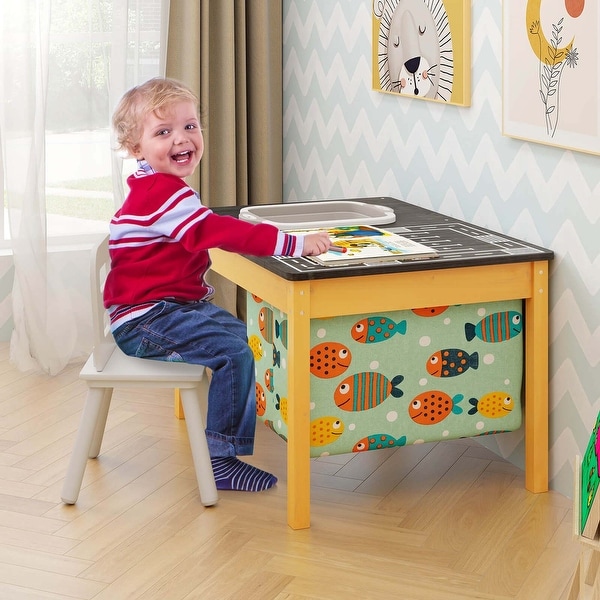 Costway 3 in 1 Kids Sand Water Activity Table with Foldable Storage Bin