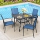 5 Piece Outdoor Patio Metal Dining Set of 6 Textilene Chairs and Square ...