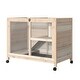 Wooden Small Animal Hutch, Rabbit Cages with Ramps, Locks and Wheels ...