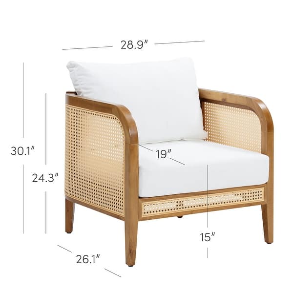 Twila Bohemian Outdoor Upholstered Rattan Patio Seating with Solid Wood Frame - Bed Bath ...