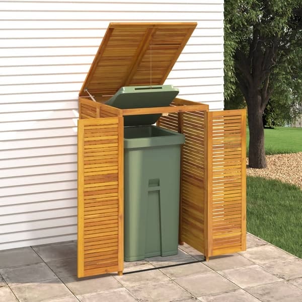 vidaXL Single Garbage Bin Shed 27.6"x35"x46.1" Solid Wood Acacia - Bed ...
