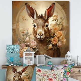 Designart "Farmhouse Donkey In Field IV" Donkey Brown Wall Decor ...