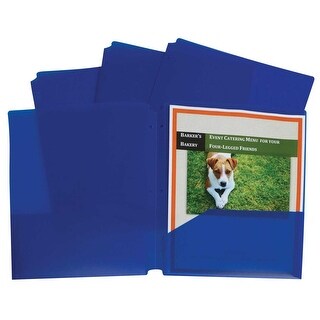 C-Line Poly Portfolio Folder, 3-Hole Punch, 2-Pocket, Blue, Pack of 25 ...