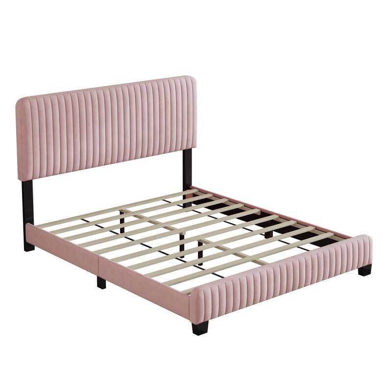 Elegant Velvet Upholstered Platform Bed Easy Assembly Bed Bath And Beyond 39795058