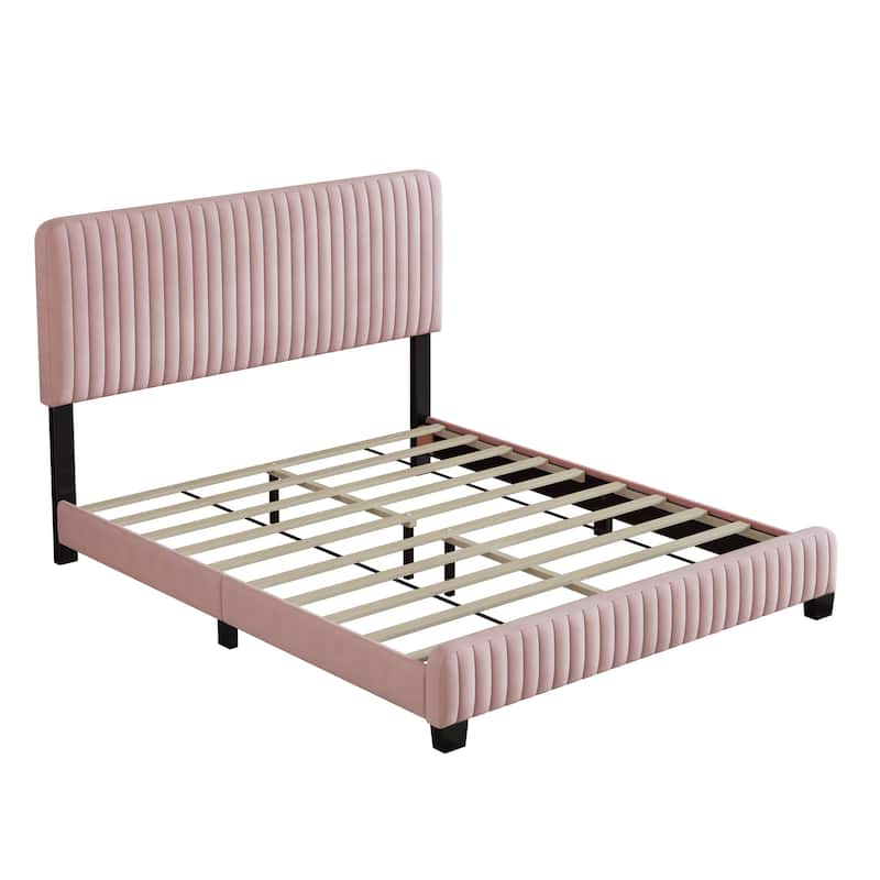 Elegant Velvet Upholstered Platform Bed Easy Assembly Bed Bath And Beyond 39795058