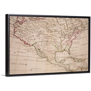 "Antique map of North America" Black Float Frame Canvas Art - Bed Bath ...