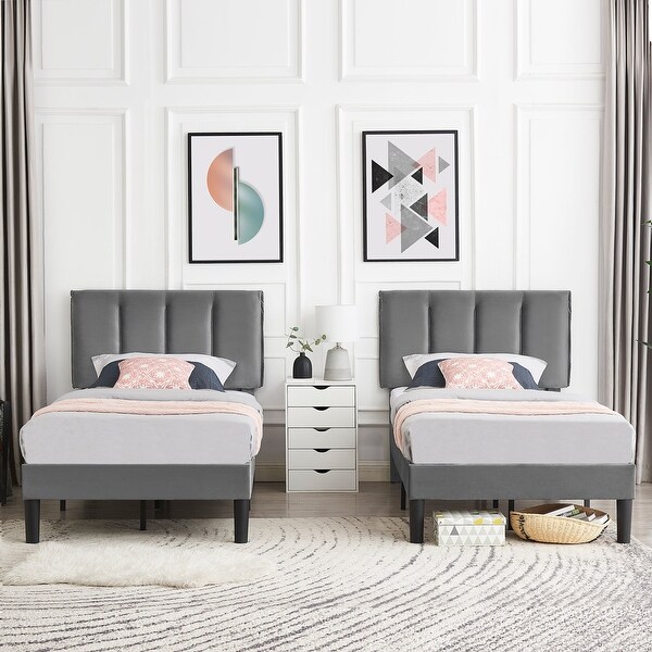 Gray bed frame twin store