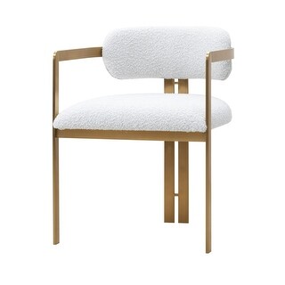 Cid Fred 22 Inch Dining Armchair, White Polyester, Gold Stainless Steel - Bed Bath & Beyond ...